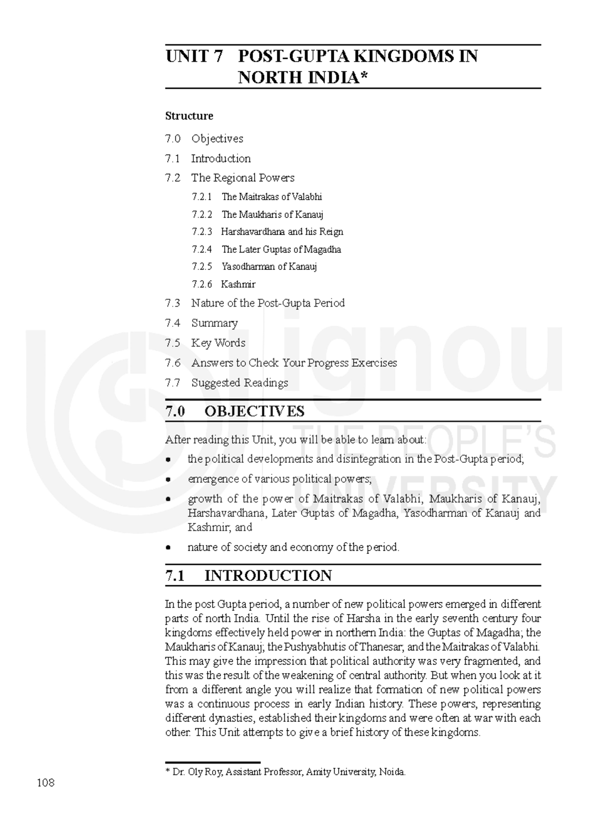 Unit-7 - Guptas and Post-Gupta State and Society UNIT 7 POST-GUPTA ...