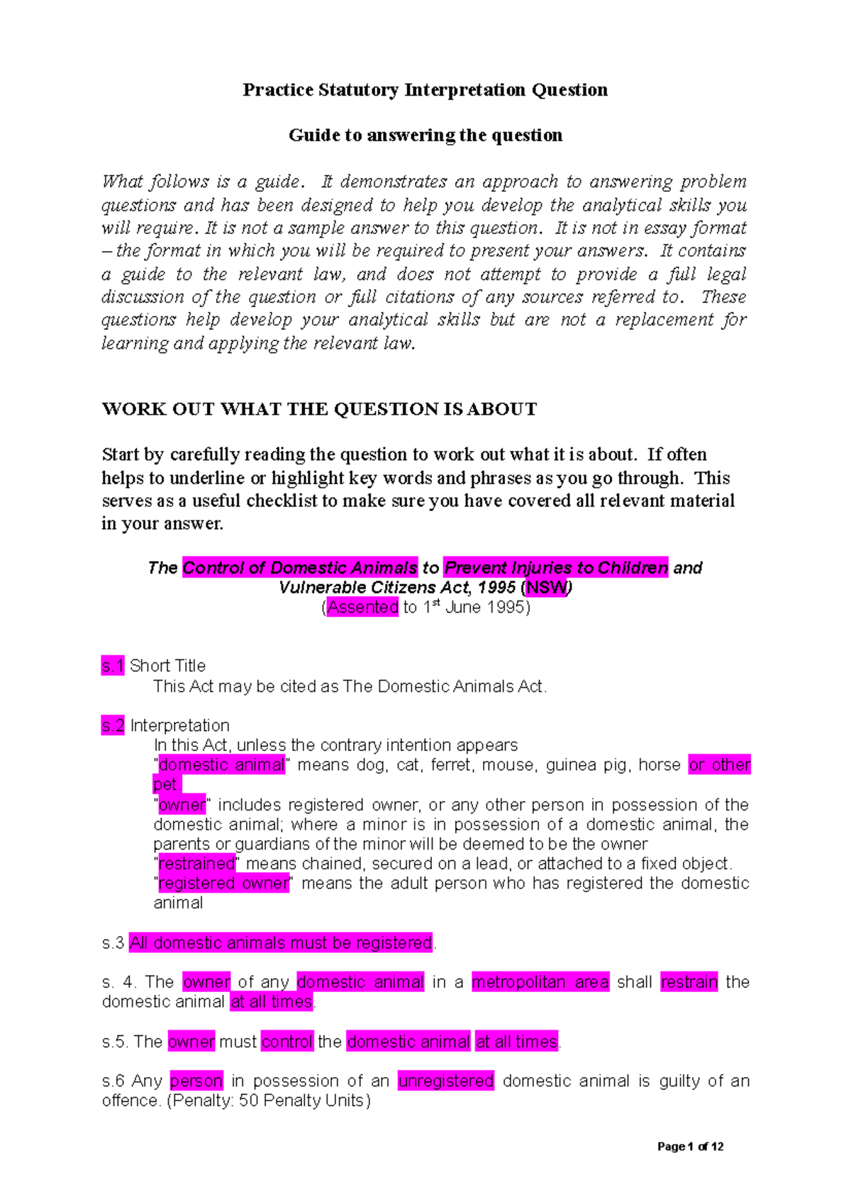 Practice Statutory Interpretation Question - It demonstrates an ...