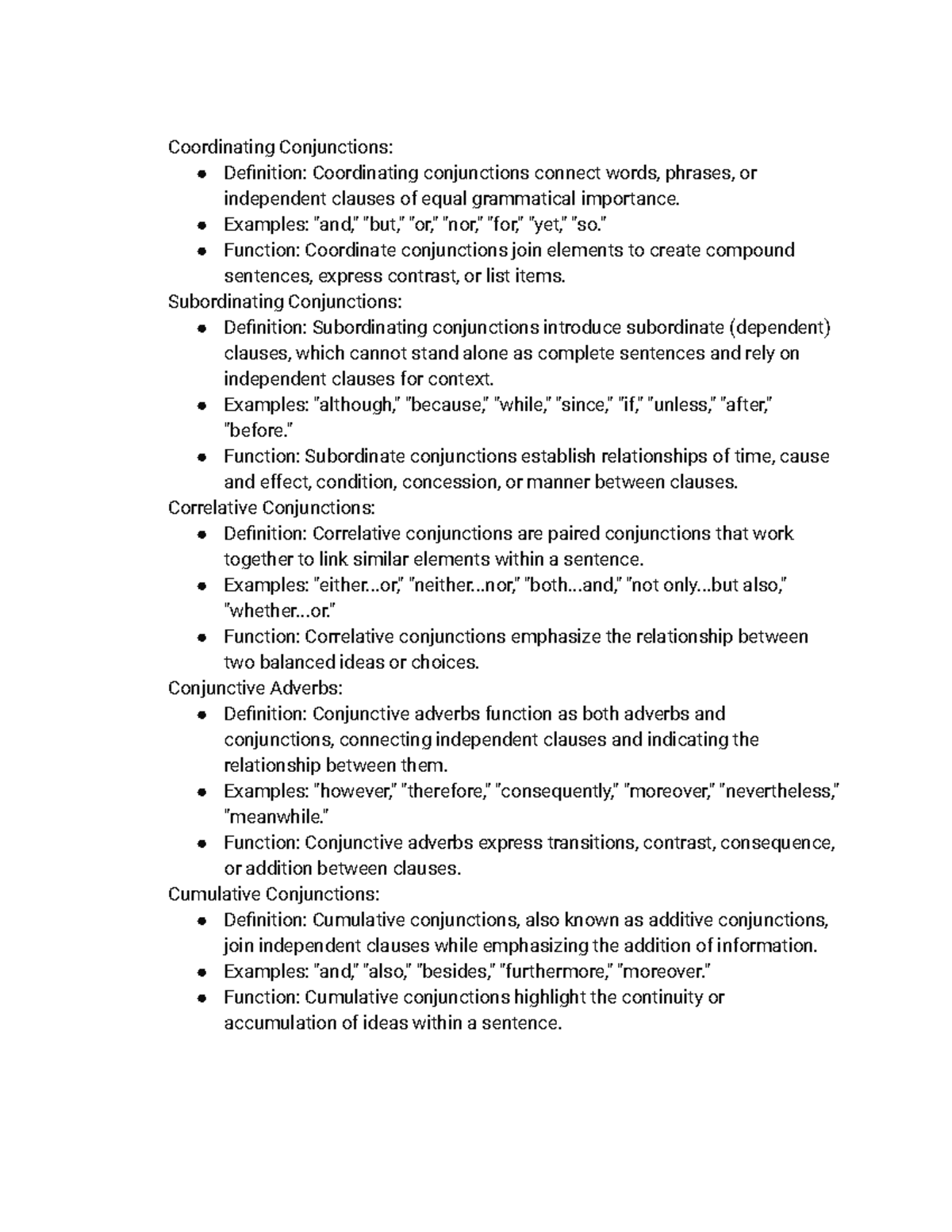 Types of Conjunction - lecture note to share - Coordinating ...