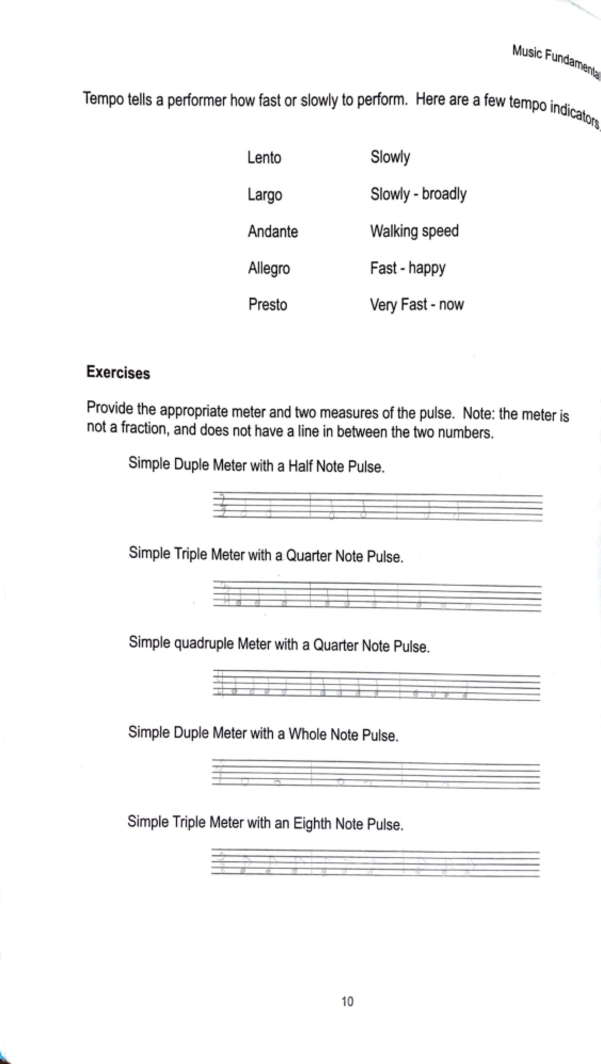 Music 1 - Music Fundarnen~ I Tempo tells a performer how fast or slowly ...