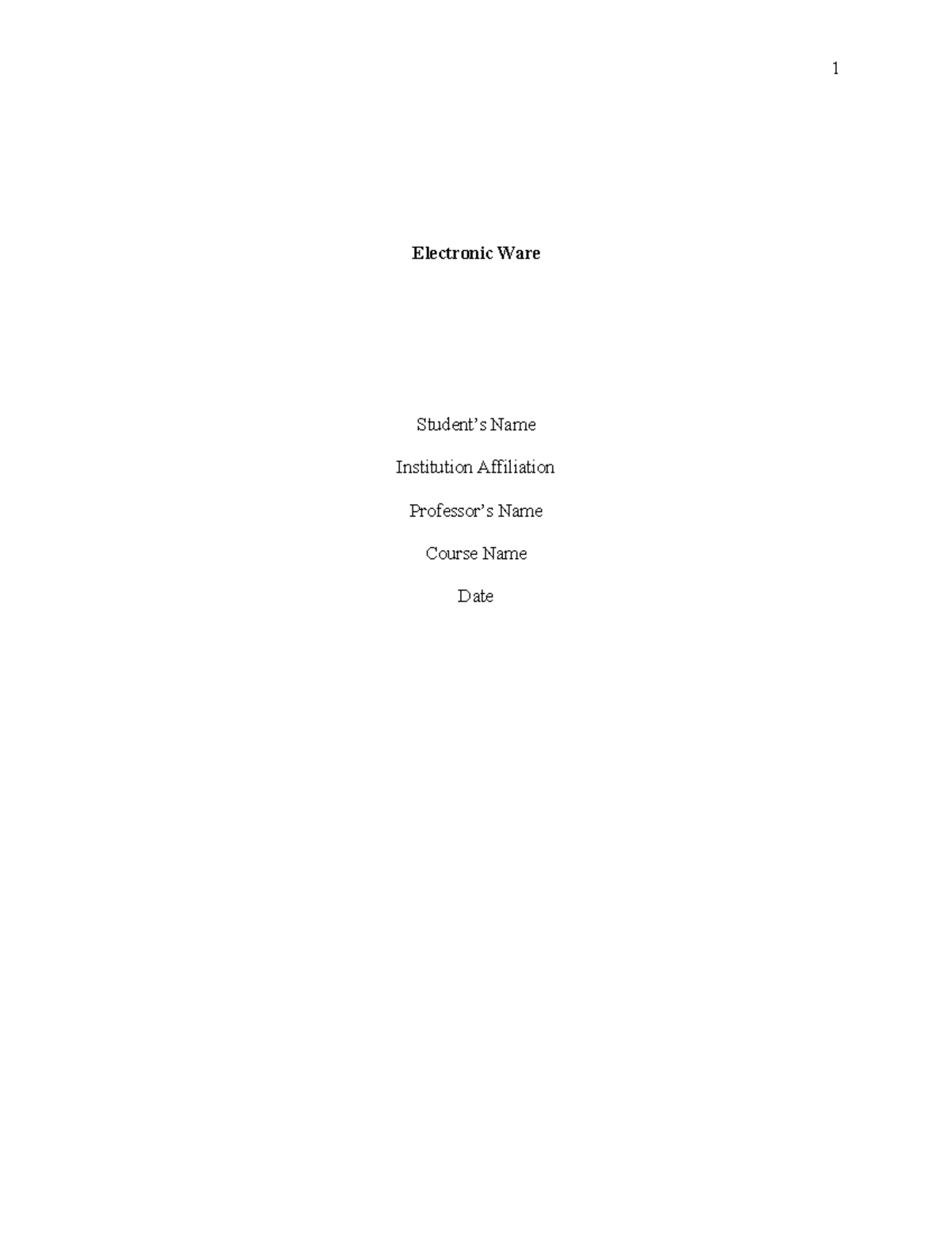 Electronic Ware Technical Paper .edited - Electronic Ware Student’s ...