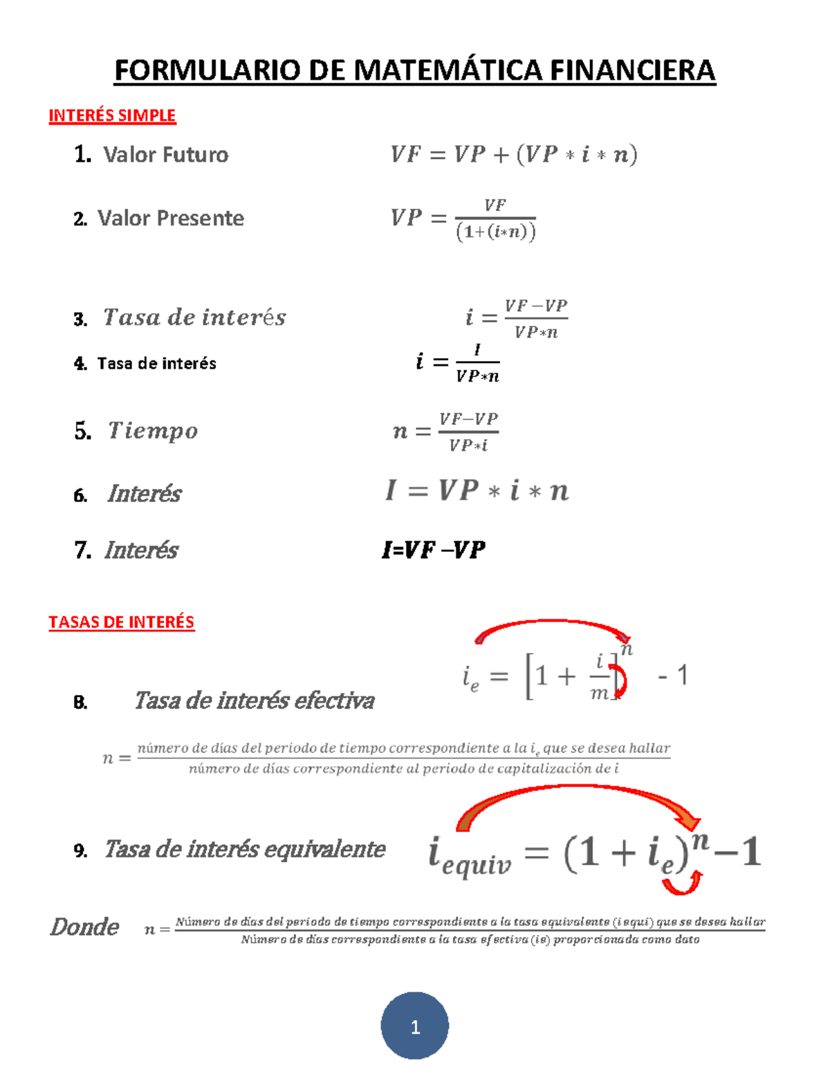 Formulario Matemática Financiera - FORMULARIO DE MATEM¡TICA FINANCIERA ...