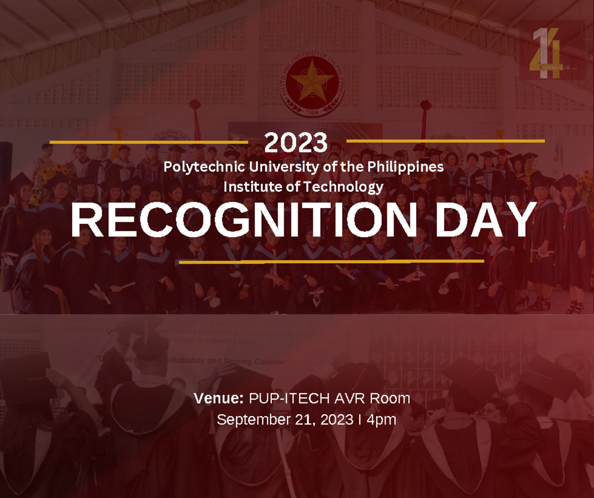 Sample Sample Sample - RECOGNITION DAY 2023 Venue: PUP-ITECH AVR Room ...