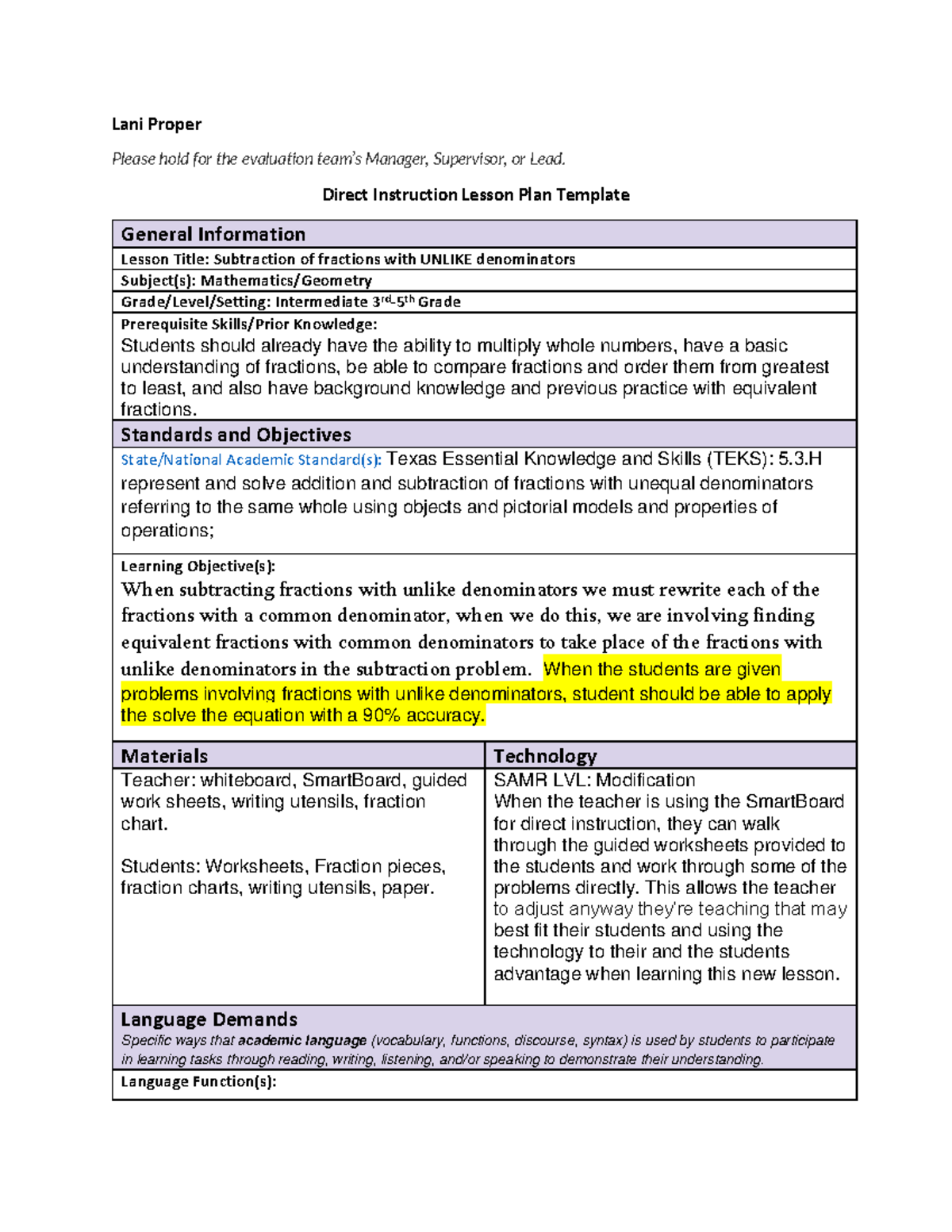 Task 2 DGM2 - General Information Lesson Title: Subtraction of ...