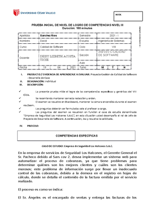 Prueba PNL - PRUEBA INICIAL DE NIVEL DE LOGRO DE COMPETENCIAS NIVEL III Duración: 180 minutos ...