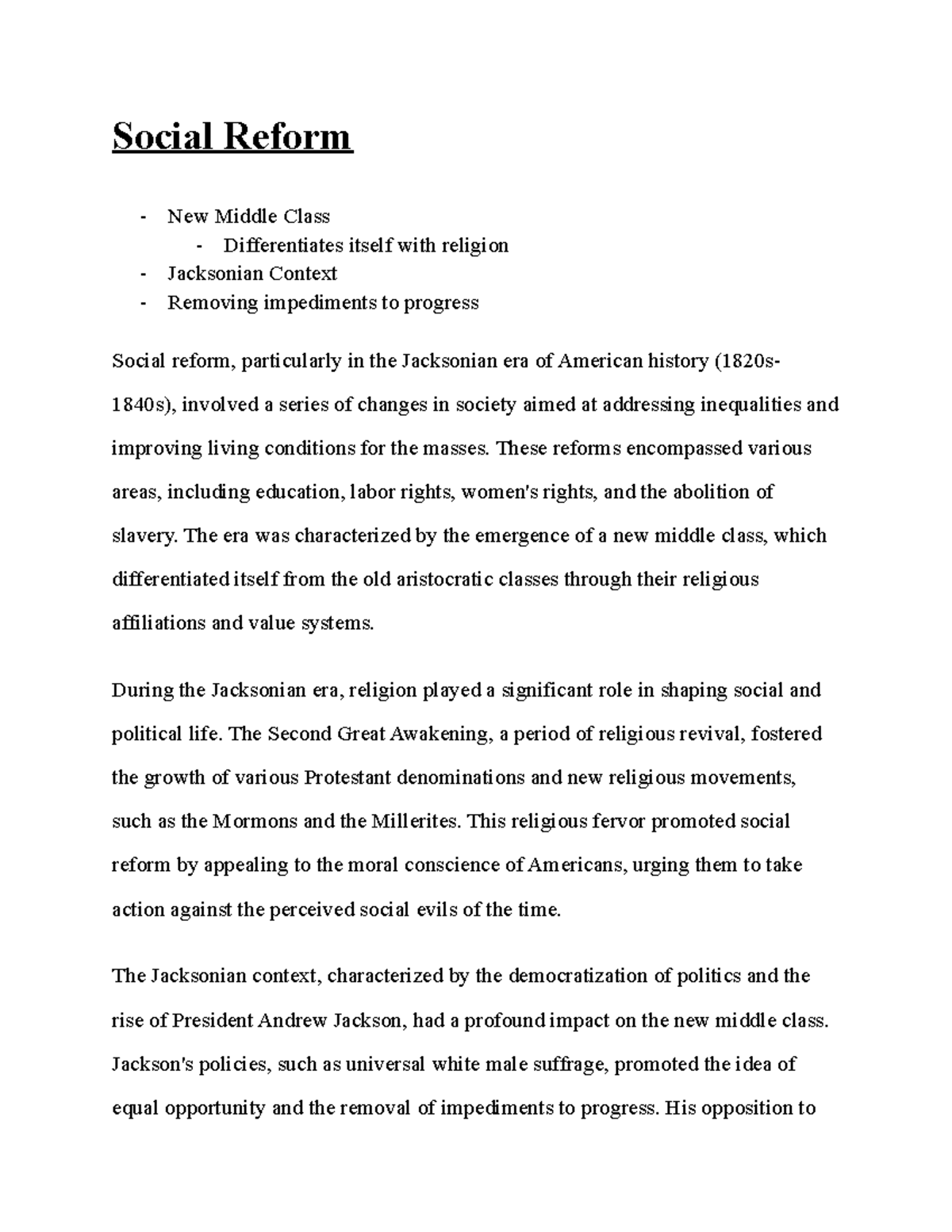 Social Reform and how it influences the World Key Questions - Social ...