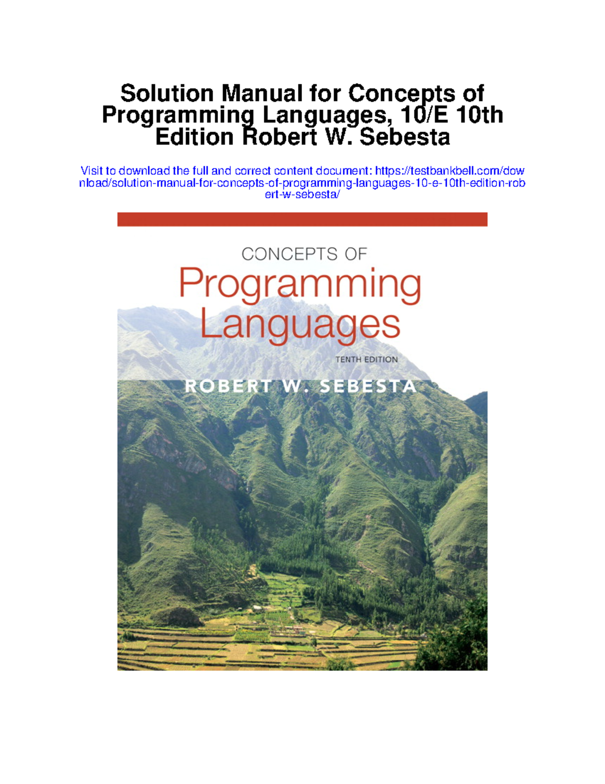 694222148 Solution Manual For Concepts Of Programming Languages 10 E 10th Edition Robert W