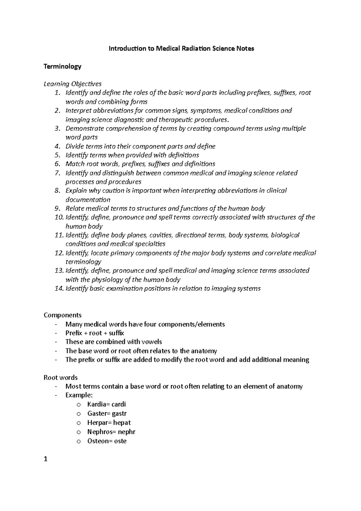 Introduction to Medical Radiation Science Notes - Introduction to ...
