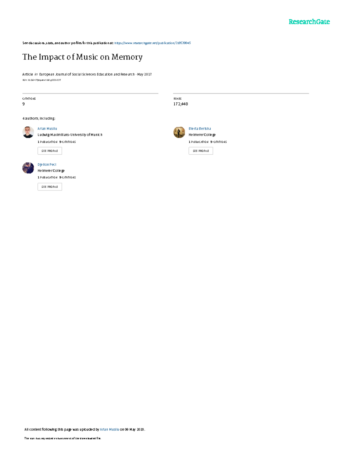 The Impactof Musicon Memory - See discussions, stats, and author ...