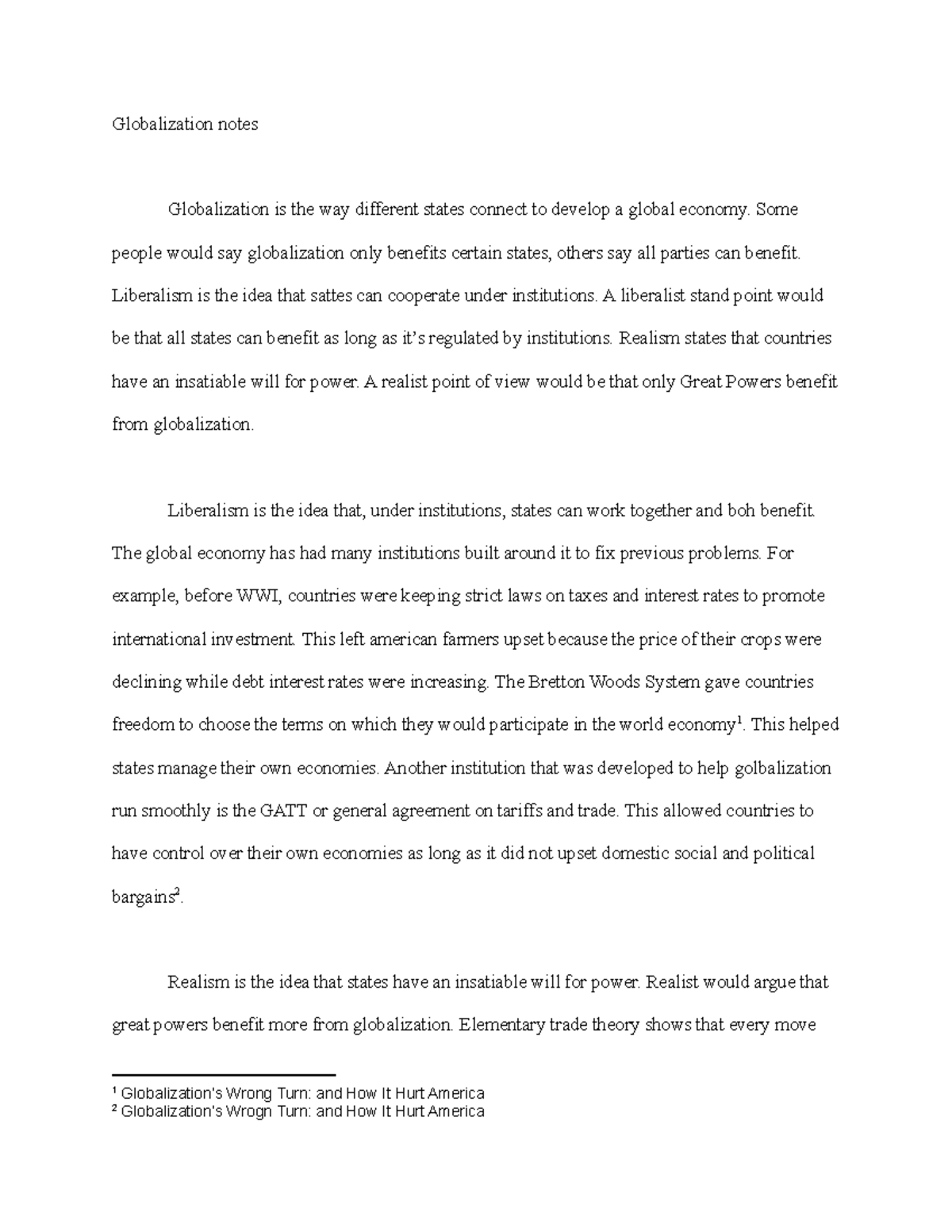 Globalization Notes - Globalization notes Globalization is the way ...