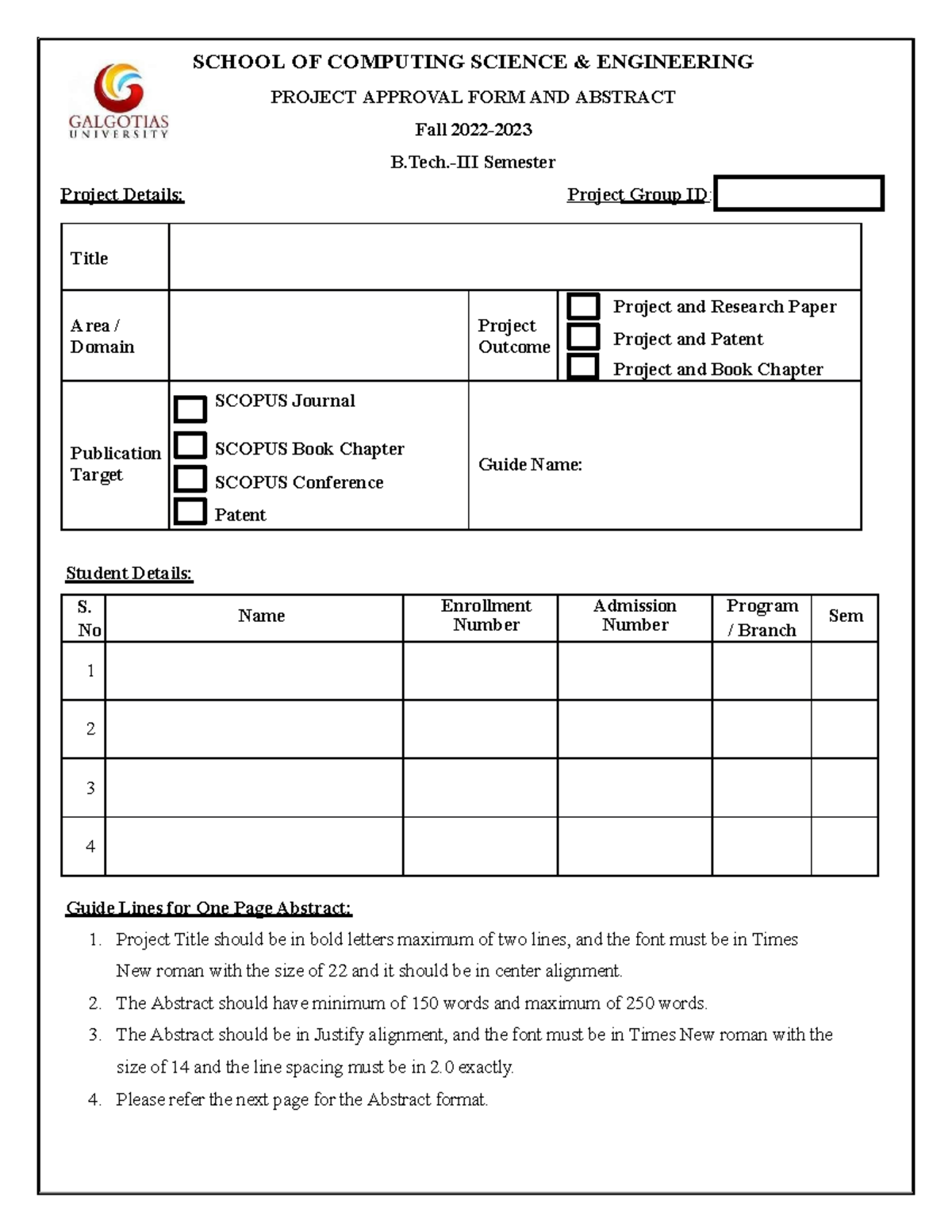 Project Approval Form B - SCHOOL OF COMPUTING SCIENCE & ENGINEERING PROJECT APPROVAL FORM AND ...