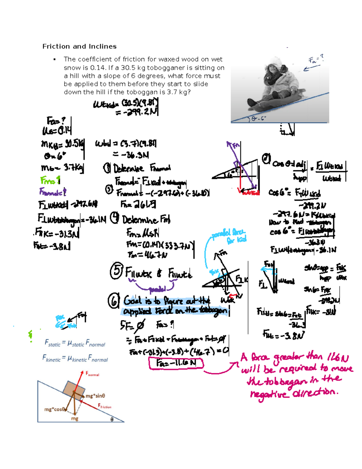 Friction and Inclines and Chapter 10 - Friction and Inclines The ...