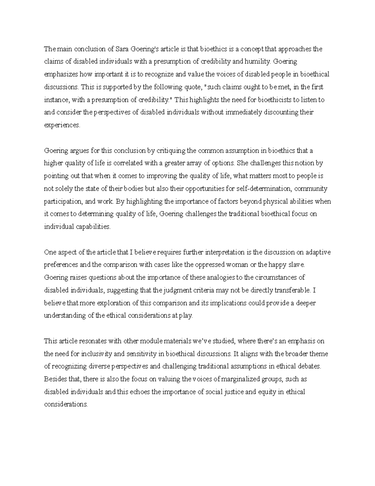 5.2 RA Goering - Reflection & Analysis - The main conclusion of Sara ...