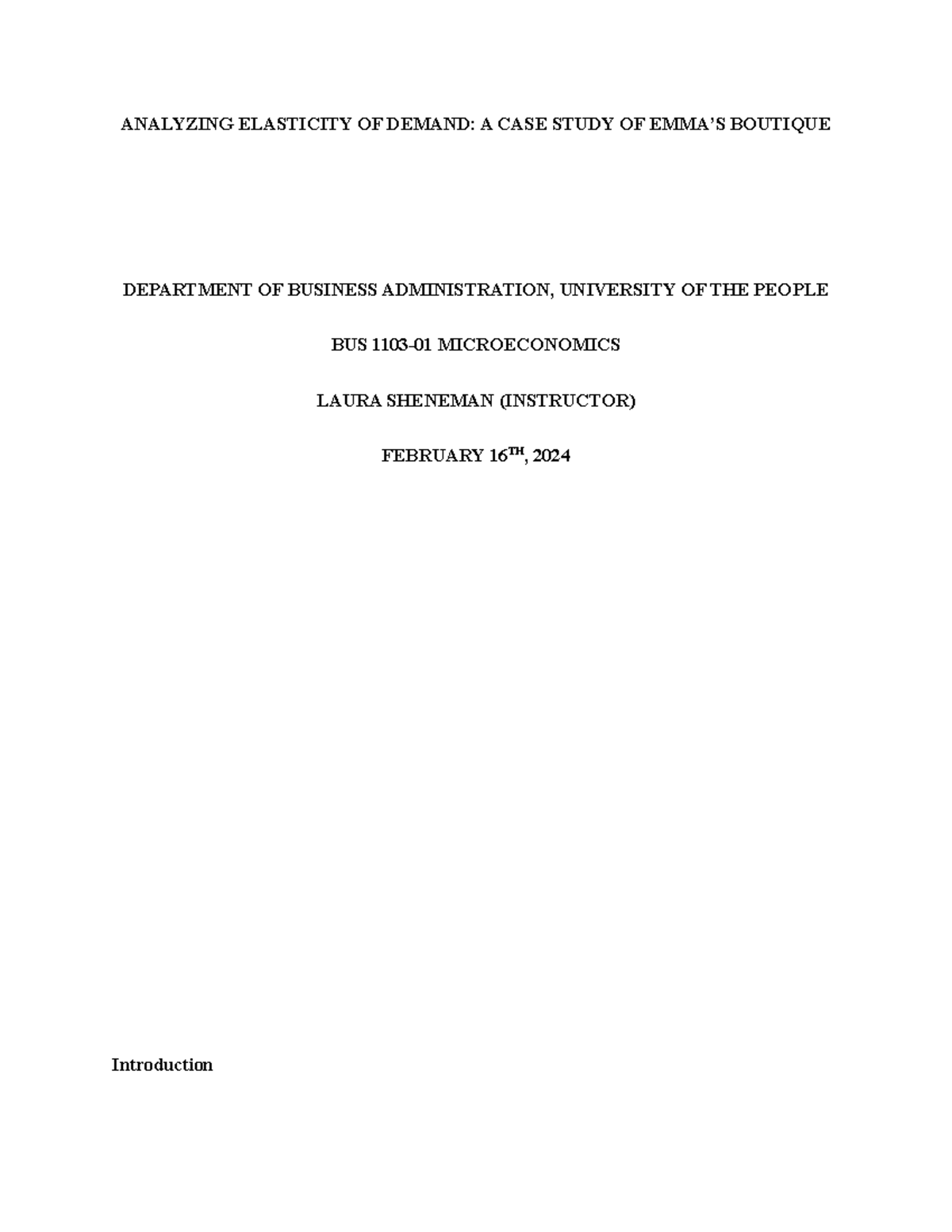 Units 3 LJ micro - Assignment Activity Unit - ANALYZING ELASTICITY OF DEMAND: A CASE STUDY OF ...