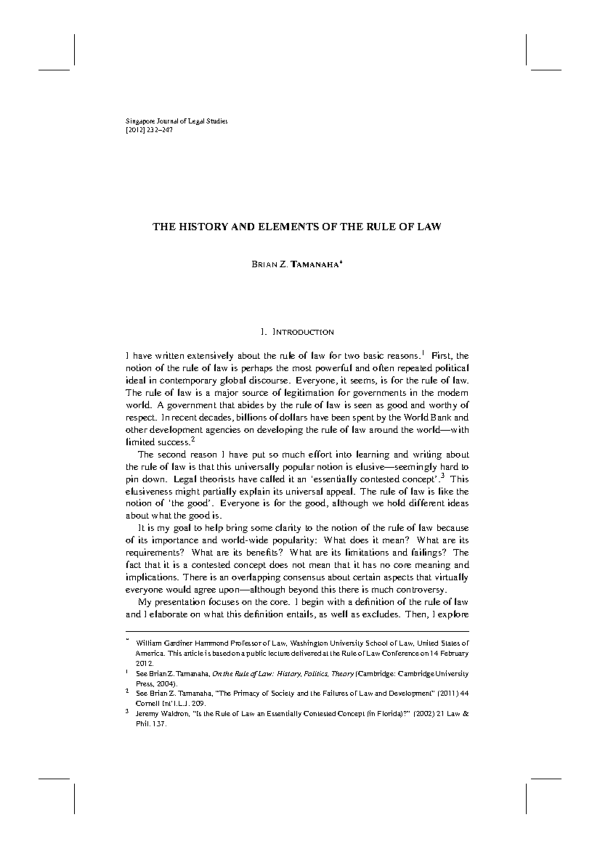 The History and Elements of the Rule of Law - Singapore Journal of ...
