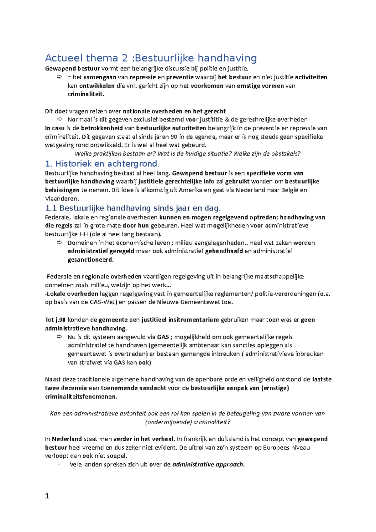 Actueel thema 2 Gewapend bestuur - Actueel thema 2 :Bestuurlijke handhaving Gewapend bestuur ...