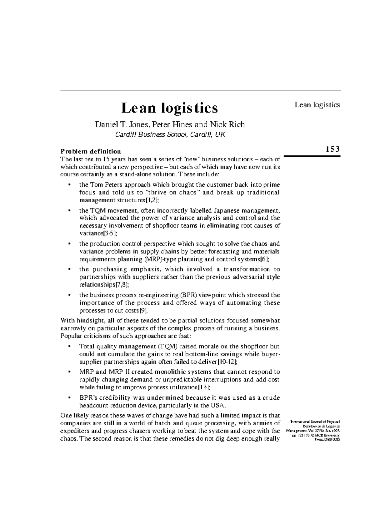 Lean Logistics Apunte de Clase - Lean logistics 153 Lean logistics ...