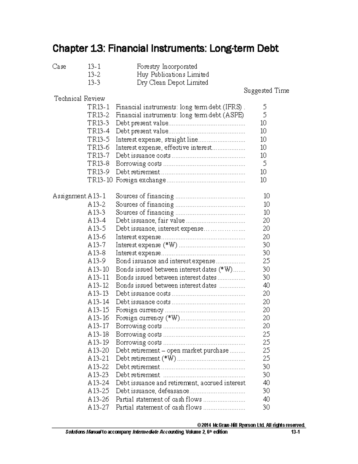 Chapter 13 Textbook solutions - © 2014 McGraw-Hill Ryerson Ltd. All ...