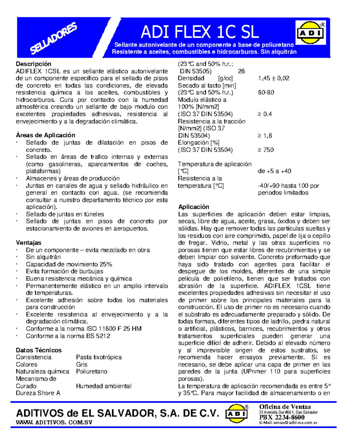ADI-FLEX-1CSL - Ayuda - Sellante autonivelante de un componente a base ...