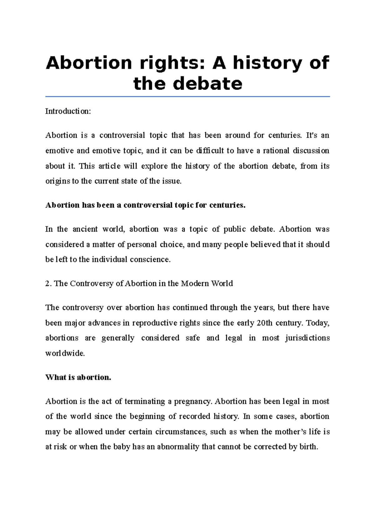 Abortion rights, A history of the debate - Abortion rights: A history ...