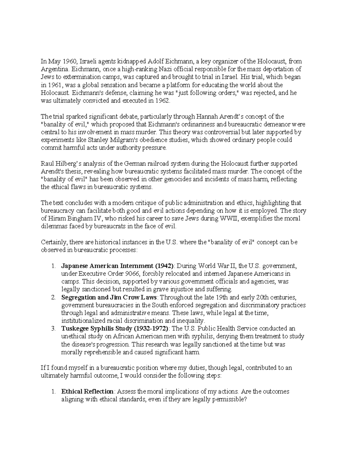 5 task - TASK 4 - In May 1960, Israeli agents kidnapped Adolf Eichmann ...