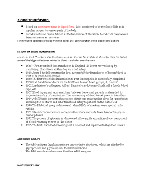 Nursing Blood Transfusion Notes - A routine medical procedure in which ...