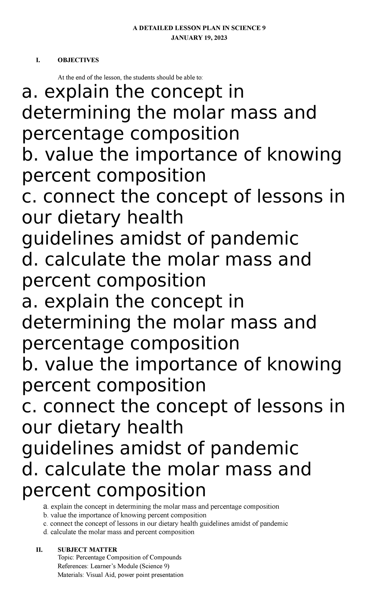 A Detailed Lesson PLAN IN Science 9 MOODULE 8 - A DETAILED LESSON PLAN ...