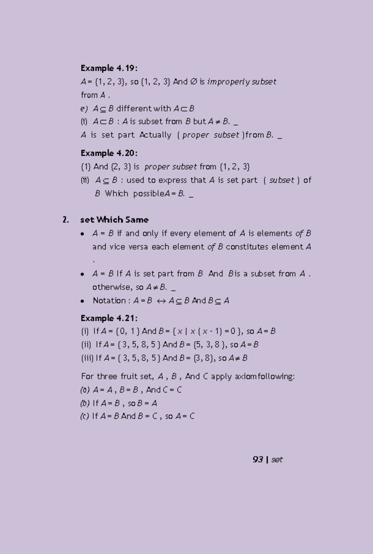 Basic foundation in mathematics-52 - Example 4: A = {1, 2, 3}, so {1, 2 ...