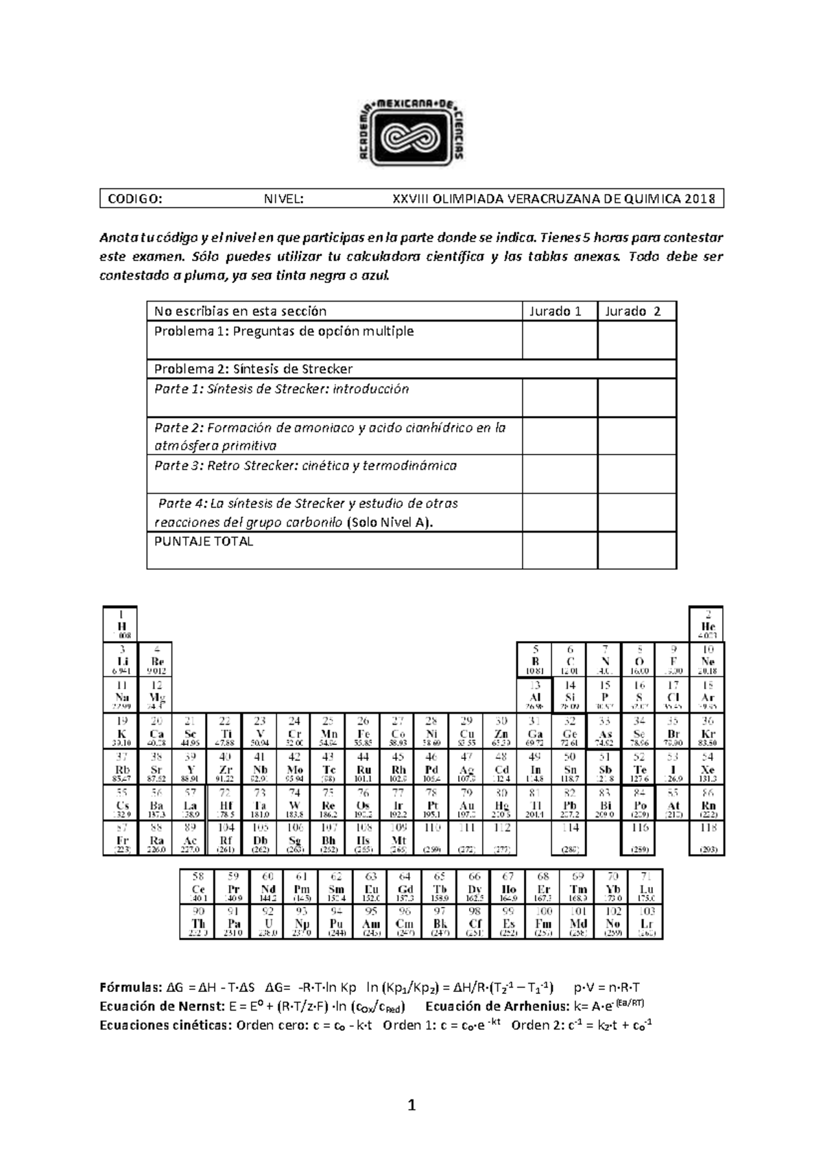 OVQ final- 2018 - CODIGO: NIVEL: XXVIII OLIMPIADA VERACRUZANA DE ...