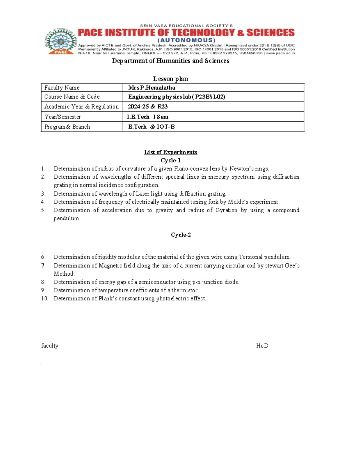 LAB Lesson PLAN IOT-B - r19 material - Department of Humanities and ...