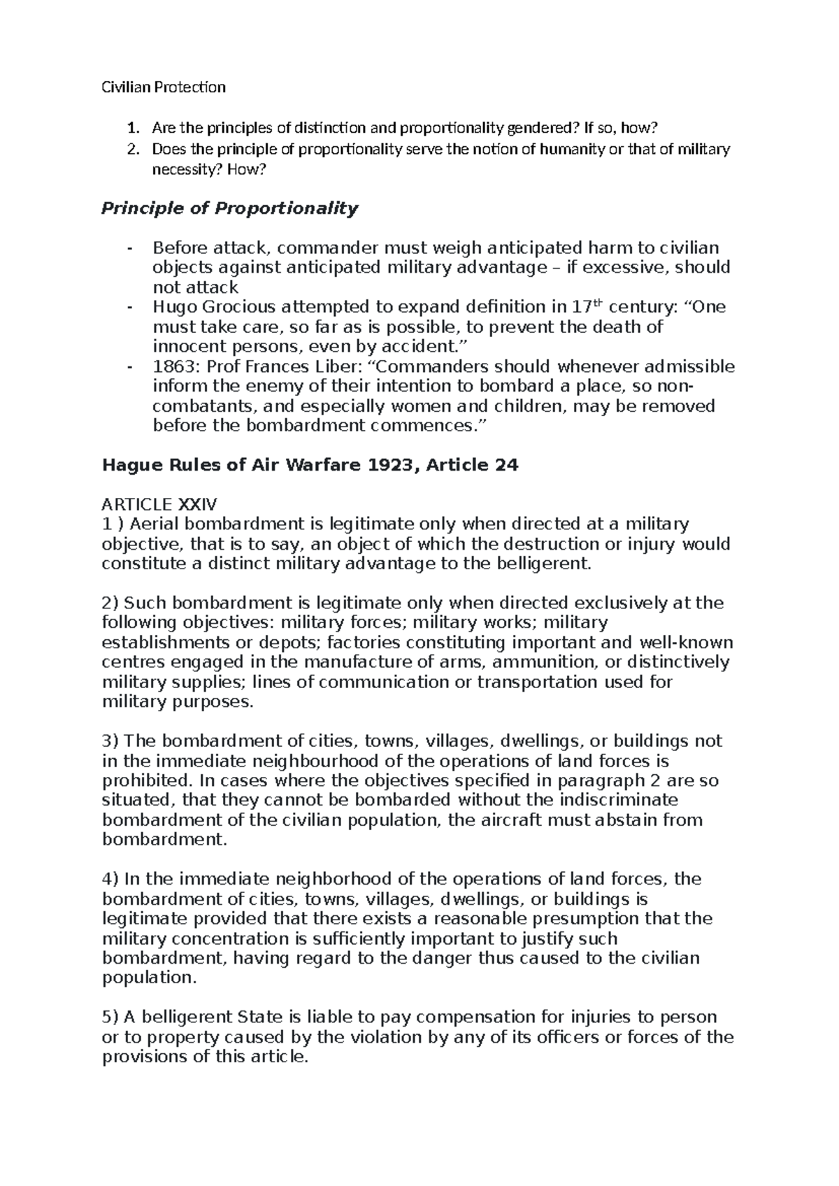 4 civilian protection - notes - Civilian Protection 1. Are the ...