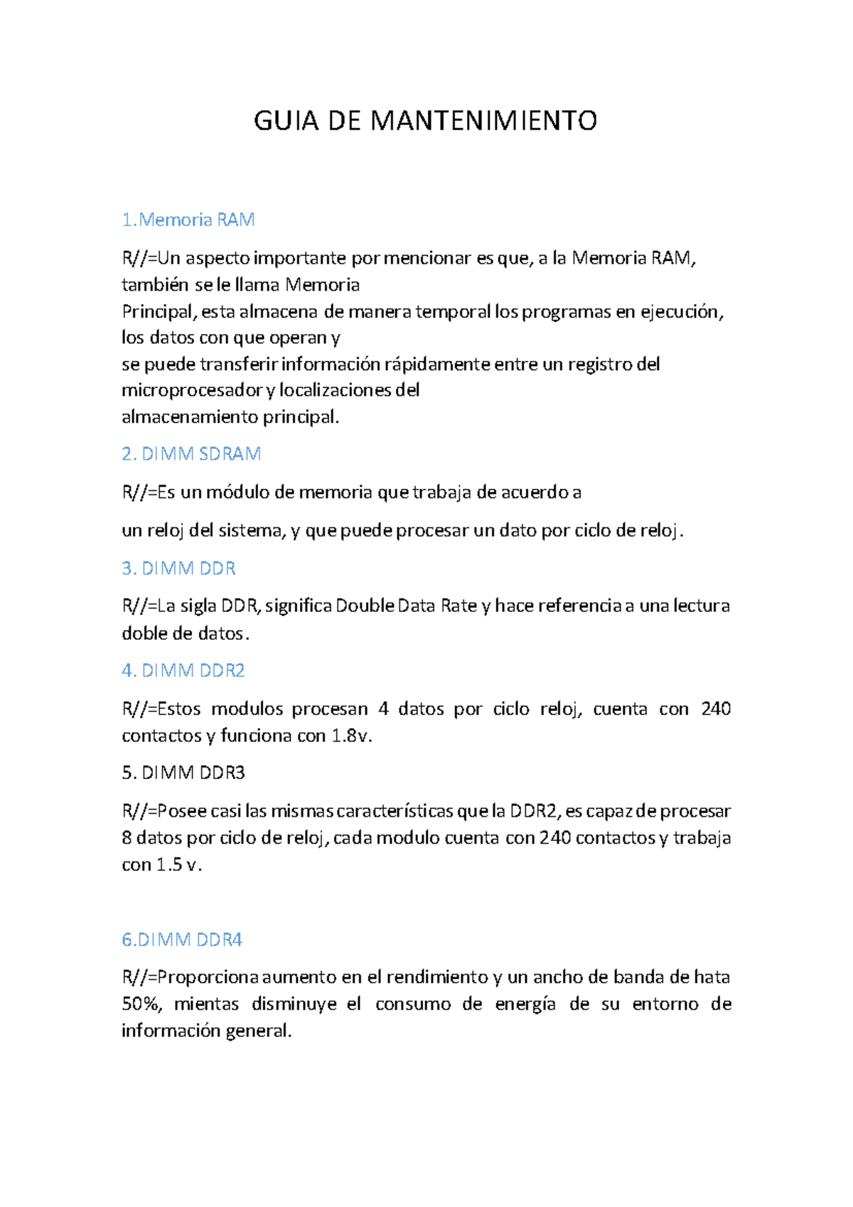 GUIA DE Mantenimiento - rtgethfg - GUIA DE MANTENIMIENTO 1 RAM R//=Un aspecto importante por ...