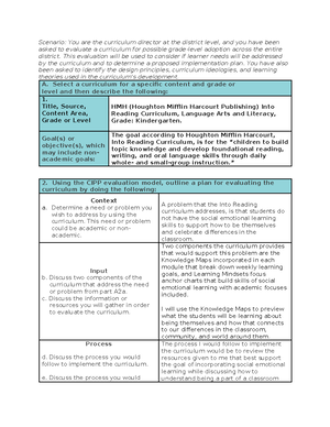 Carliss Blackwell-Task Two - Designing Curriculum and Instruction I ...