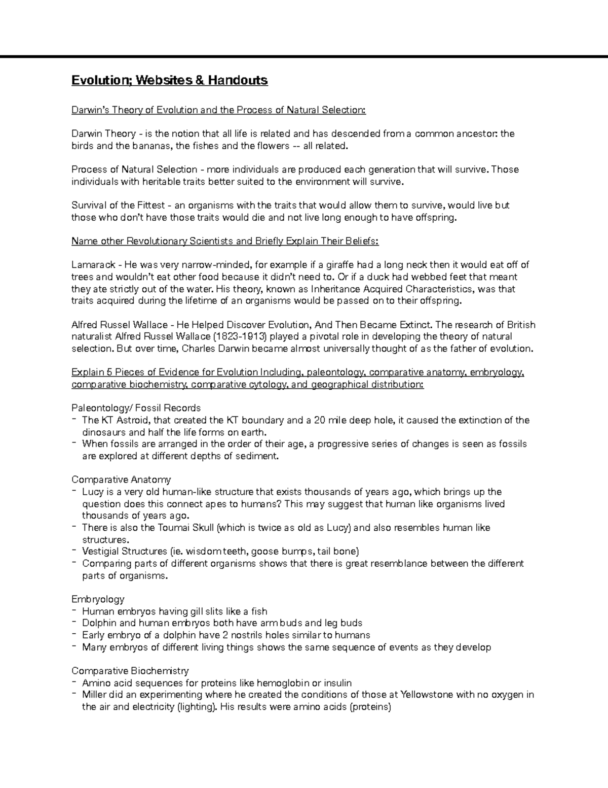 Biology gr.11 - unit 5 - la salle secondary - Evolution; Websites ...