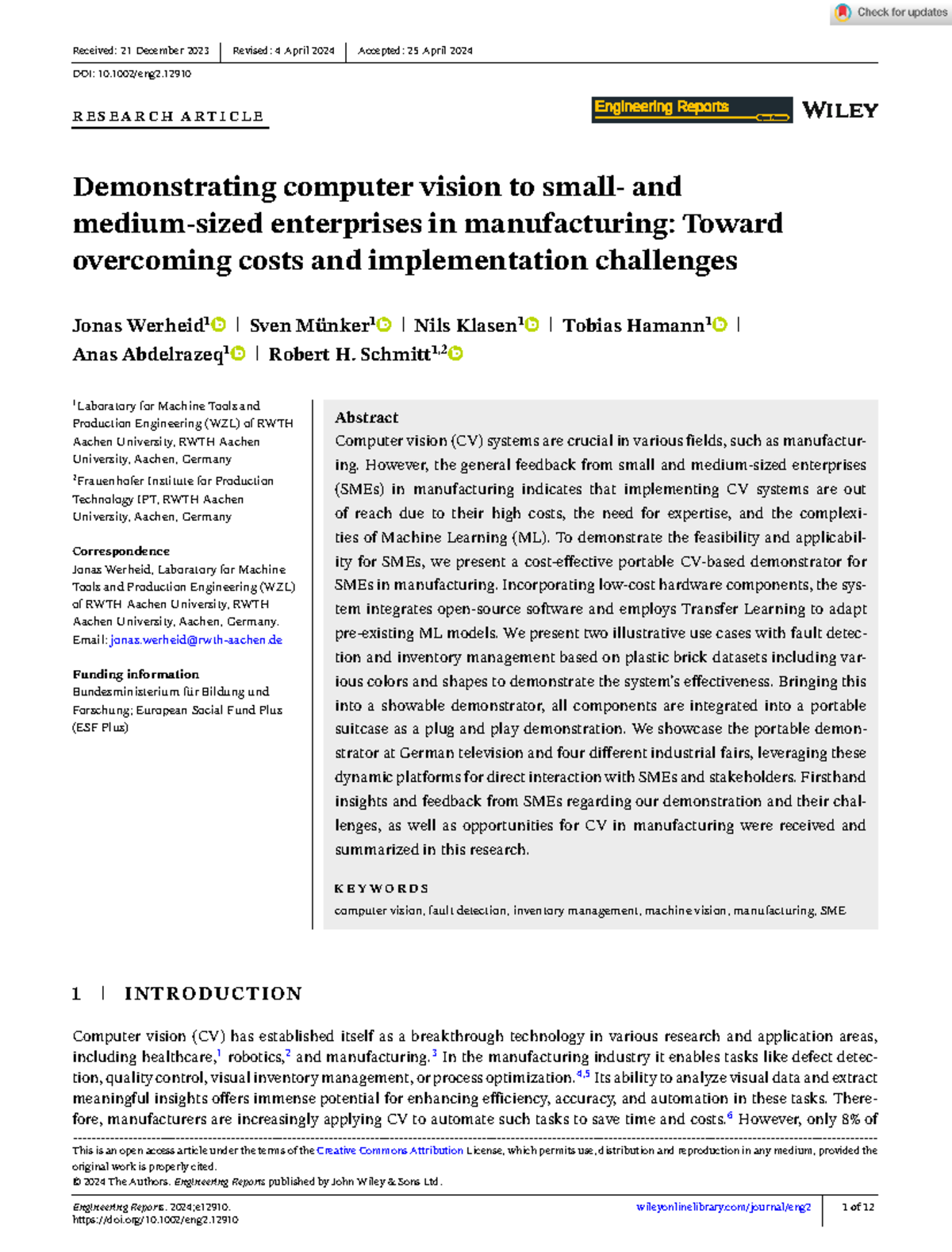 Demonstrating computer vision to small‐ and medium‐sized enterprises in ...
