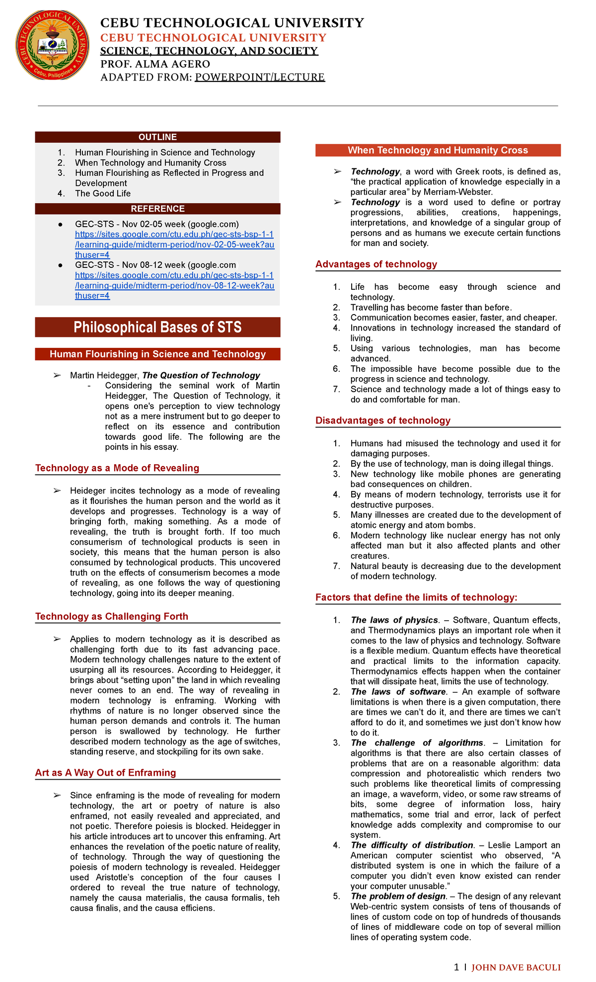 Transes for STS - Philosophical Bases of STS - CEBU TECHNOLOGICAL ...