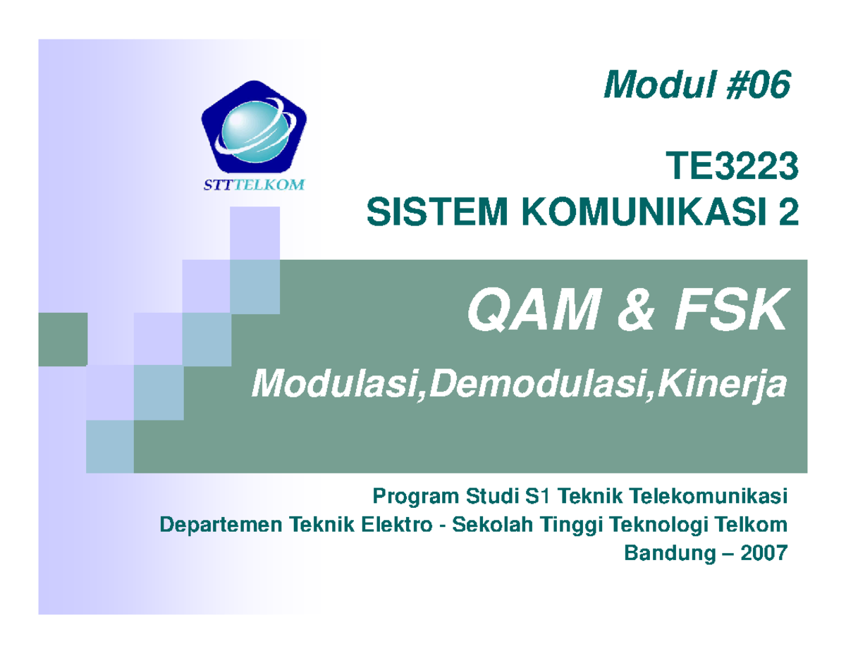 PSK-FSK-QAM - Lecture notes about communication system - Modul TE3223TE ...