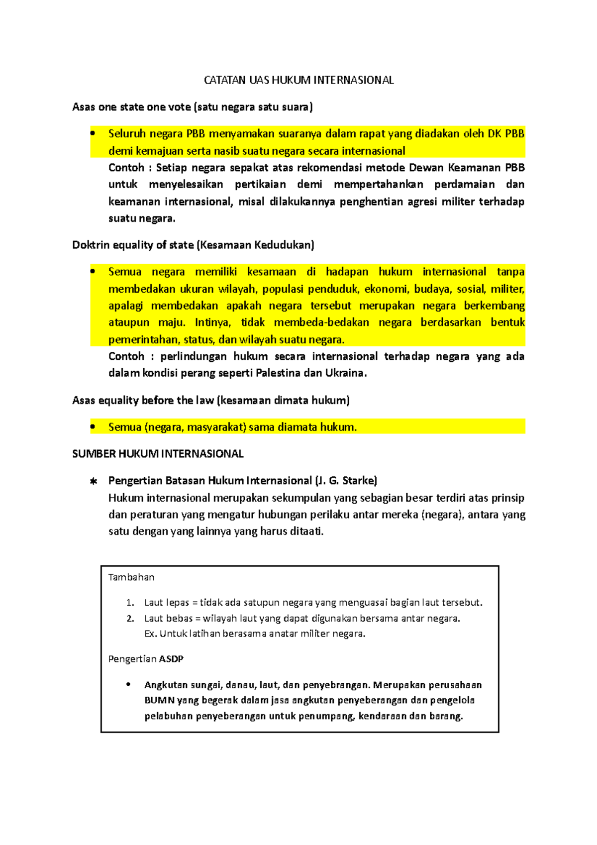 Catatan Hukum Internasional - CATATAN UAS HUKUM INTERNASIONAL Asas one ...