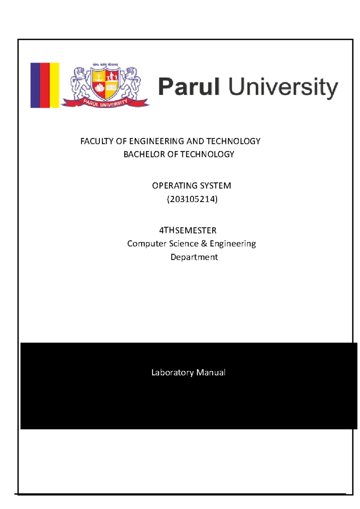 Os Lab Manual Certificate Laboratory Man Faculty Of Engineering And Technology Bachelor Of