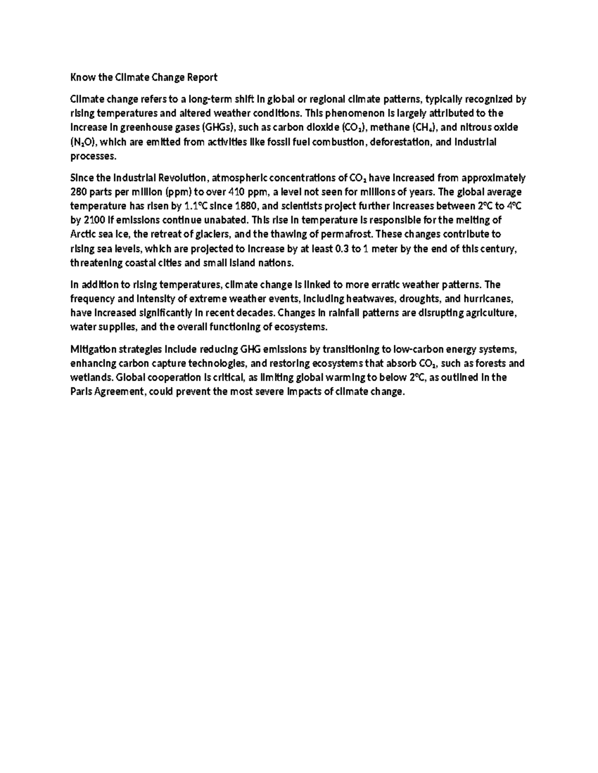 Knowing Climate Change Report - Know the Climate Change Report Climate ...