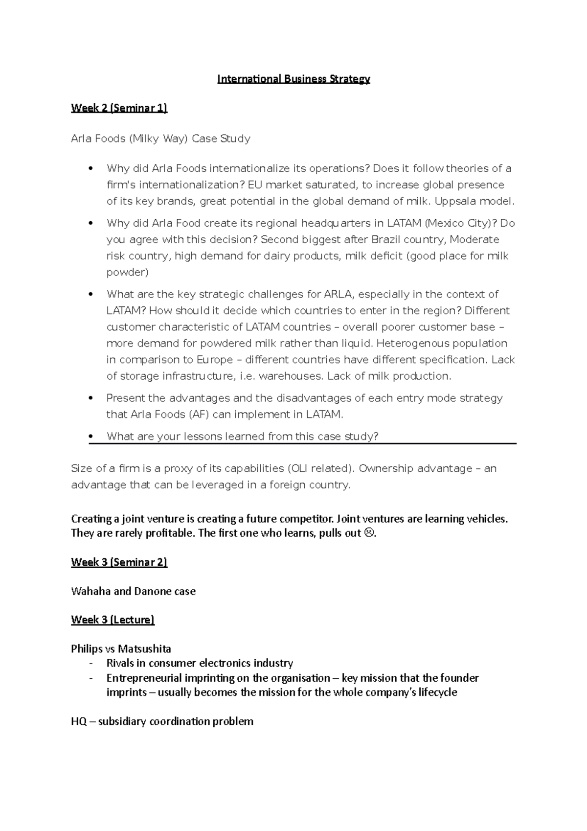 International Business Strategy - Uppsala model. Why did Arla Food ...