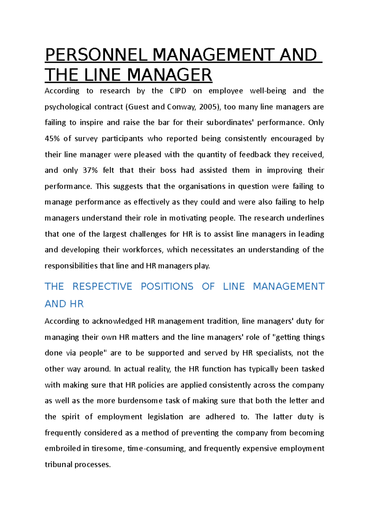 Personnel Management AND THE LINE Manager - PERSONNEL MANAGEMENT AND ...