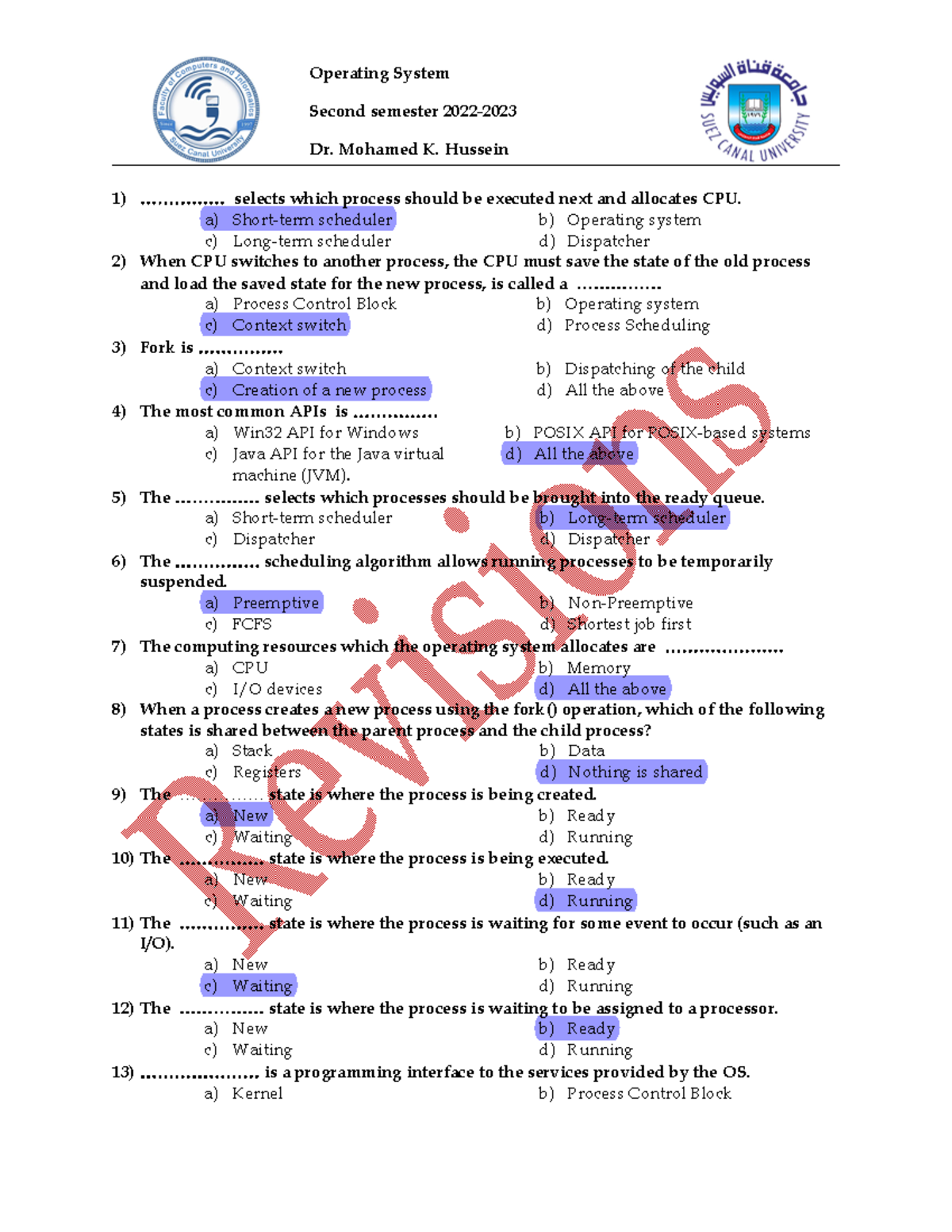 Revision-unlocked - Crises management (CM 1) - Edit - Second semester ...
