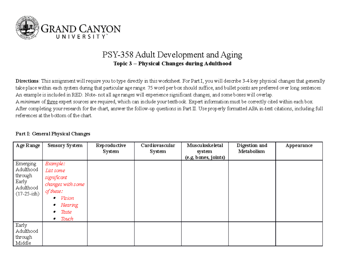 PSY358-RS-Physical System Changes - PSY-358 Adult Development and Aging Topic 3 – Physical ...