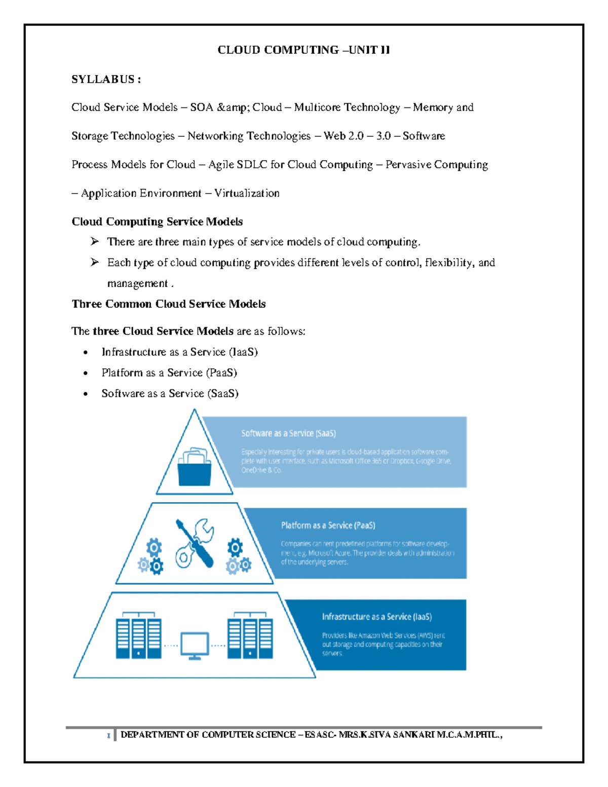 Cc u2 - Bsc cs notes - SYLLABUS : Cloud Service Models – SOA & Cloud ...