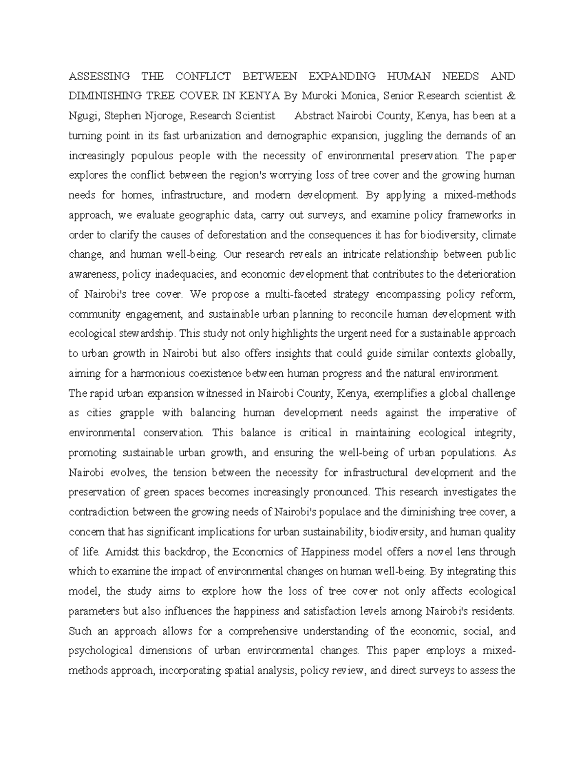 Research paper pack - ASSESSING THE CONFLICT BETWEEN EXPANDING HUMAN ...