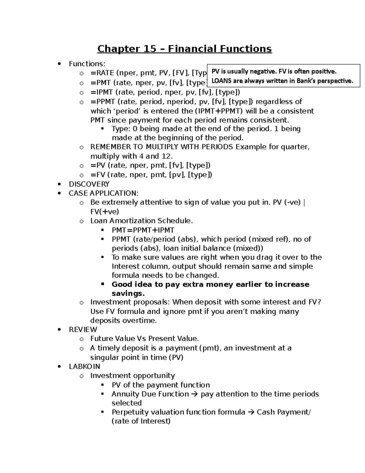 BUS-K 201 Computer in Business - Excel Chapter 15 Financial Functions ...