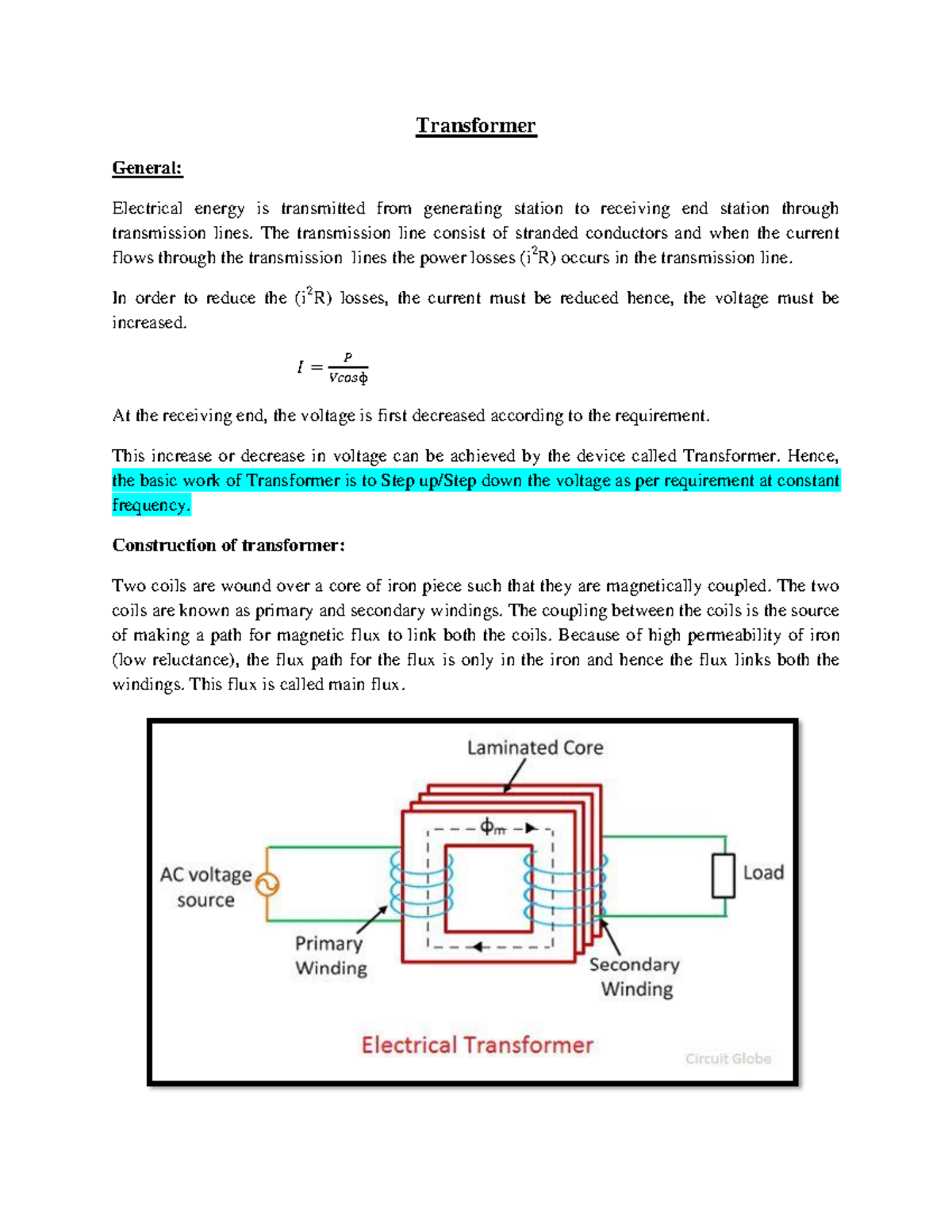 Working Principle and EMF Eq of Transformer - Basic Electrical ...