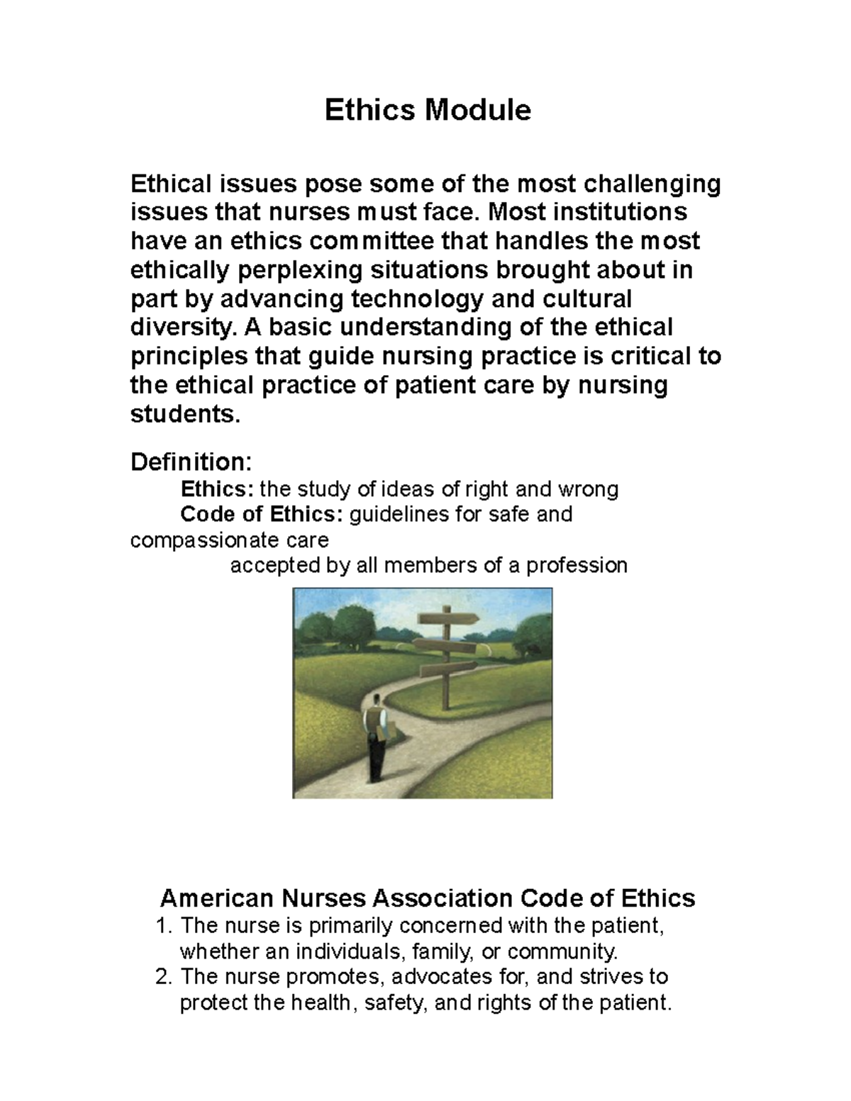 Ethical Principles - for free - Ethics Module Ethical issues pose some ...