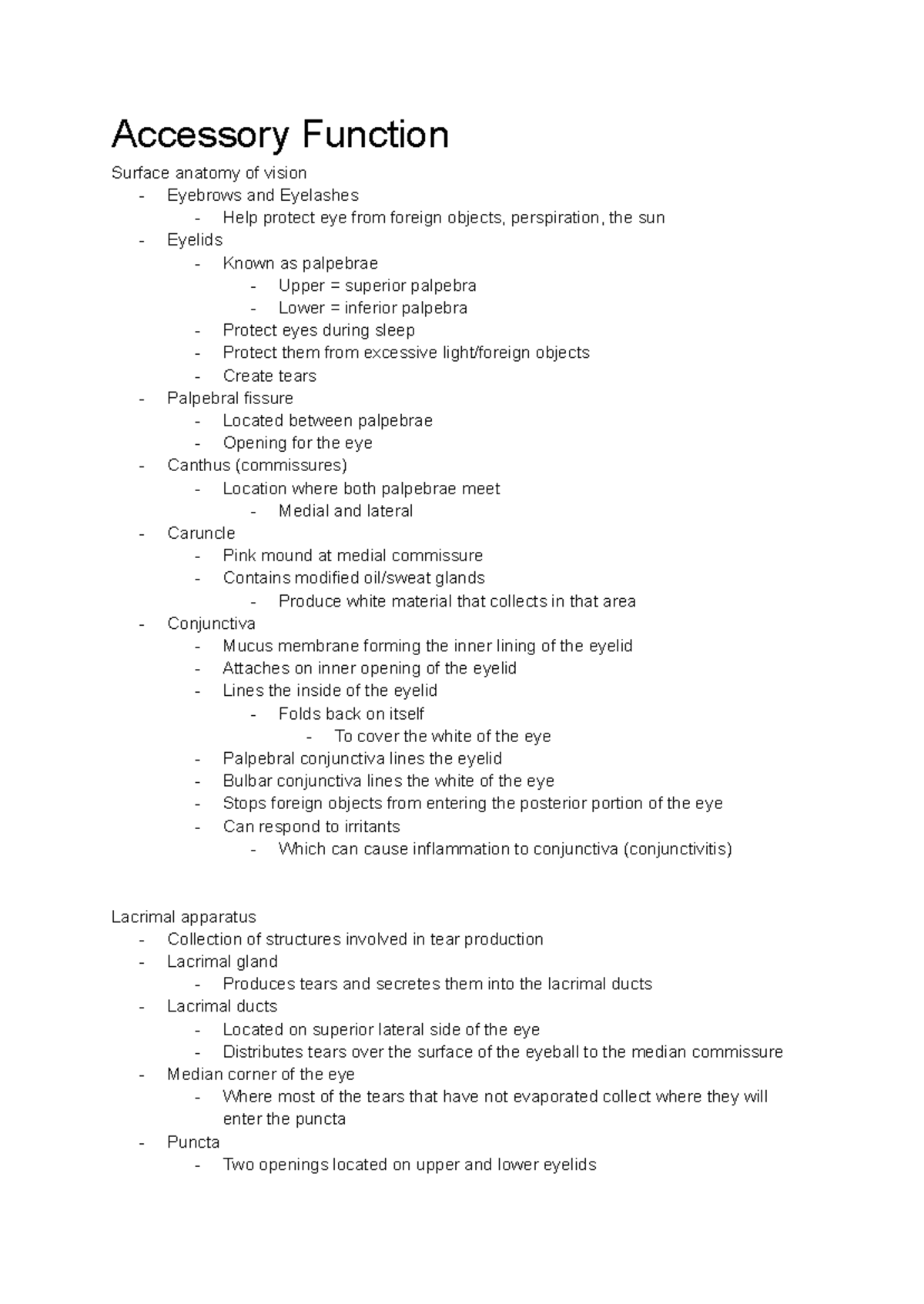 Kin 2Y03 Lecture 21 - Notes - Accessory Function Surface anatomy of ...